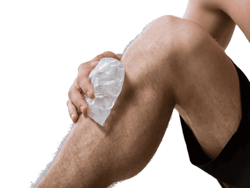 Shin Splint Freedom Formula - Man icing leg - iRace.ai Guides
